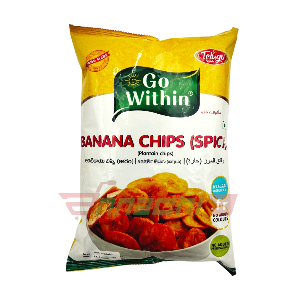 TELUGU FOODS BANANA CHIPS SPICY - 375g - Annachi Supermarket