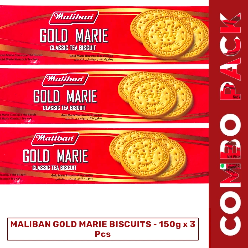 COMBO PACK | MALIBAN GOLD MARIE BISCUITS - 150g x 3 Pcs - Annachi ...